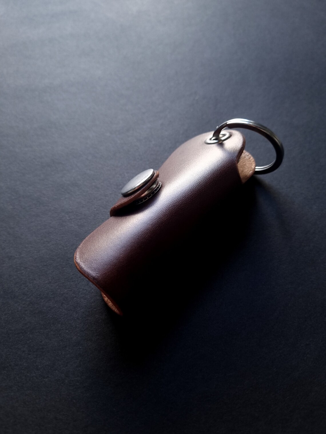 Mini Brown Leather Key Holder Minimalist Key Case Vegetable Tanned ...