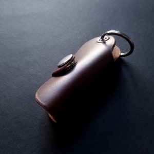 Mini Brown Leather Key Holder - Minimalist Key Case - Vegetable Tanned ...