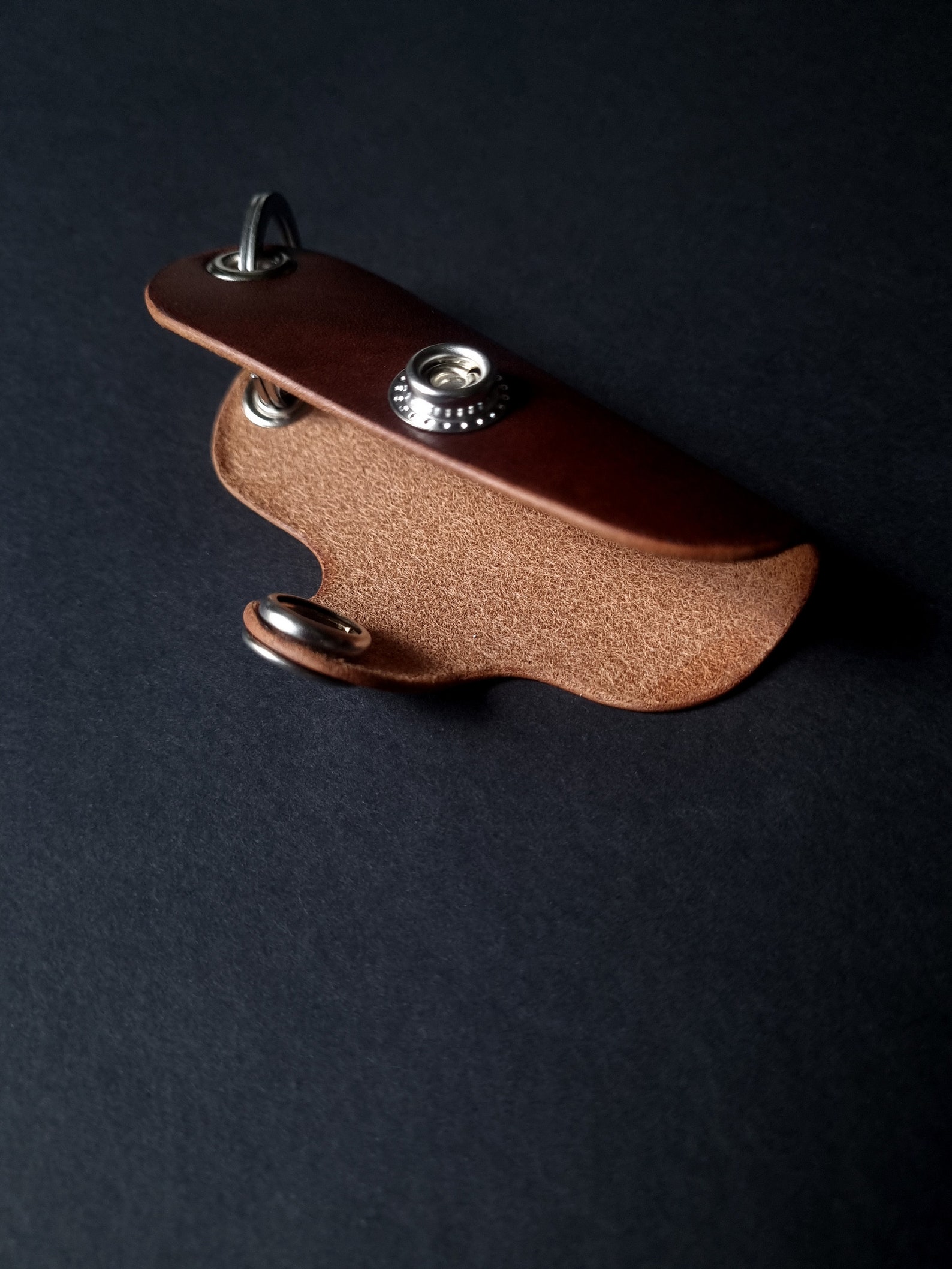 Mini Brown Leather Key Holder - Minimalist Key Case - Vegetable Tanned ...