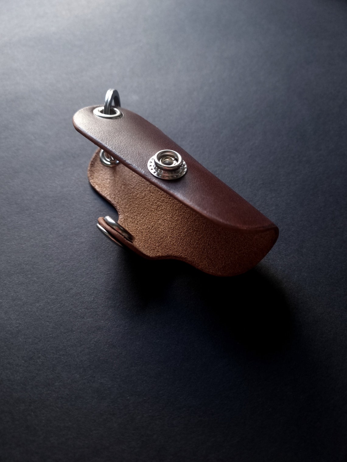 Mini Brown Leather Key Holder Minimalist Key Case Vegetable Tanned ...