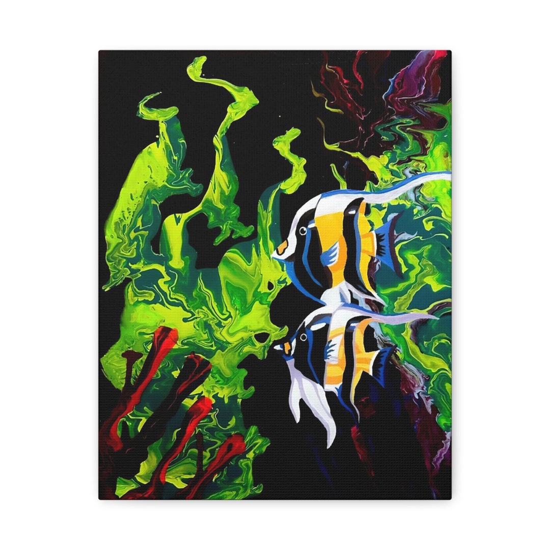 Tropical Fish Painting Abstract Aquarium Art Canvas Print - Etsy
