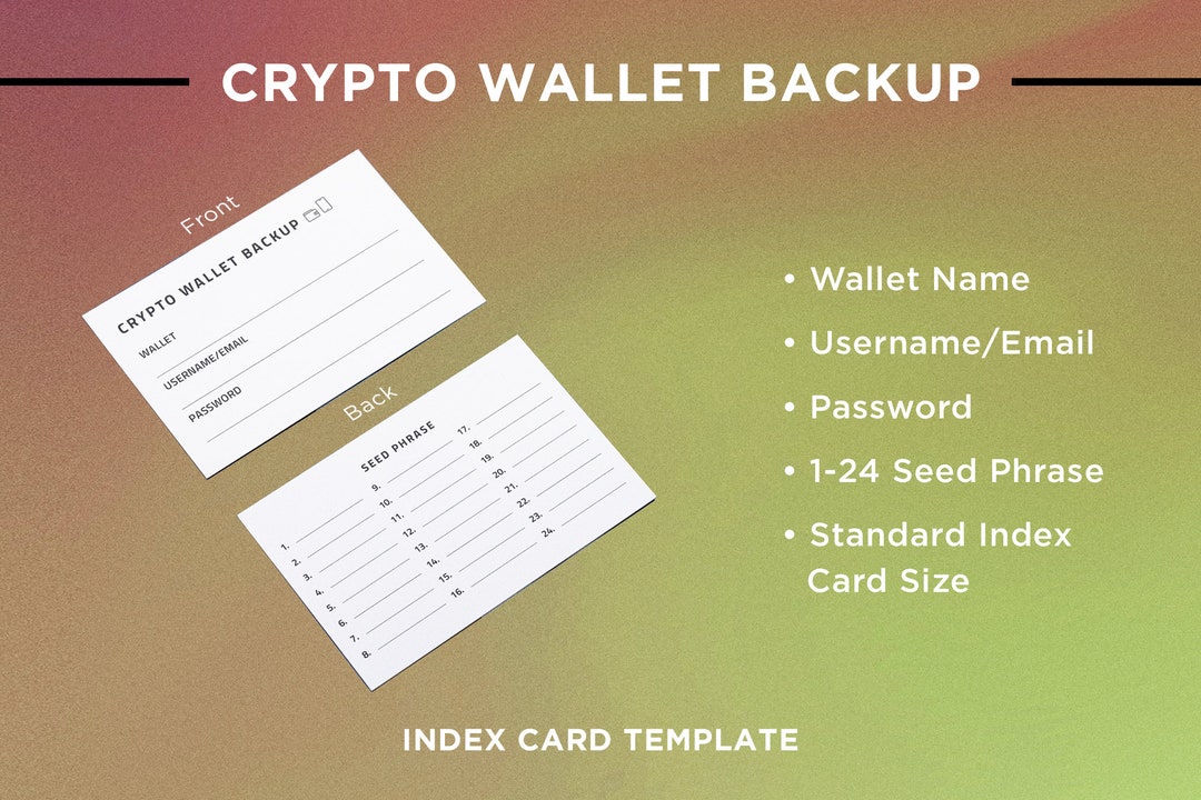 Crypto Seed Phrase Backup - Index Card, Printable, 5" X 3" Template PDF ...