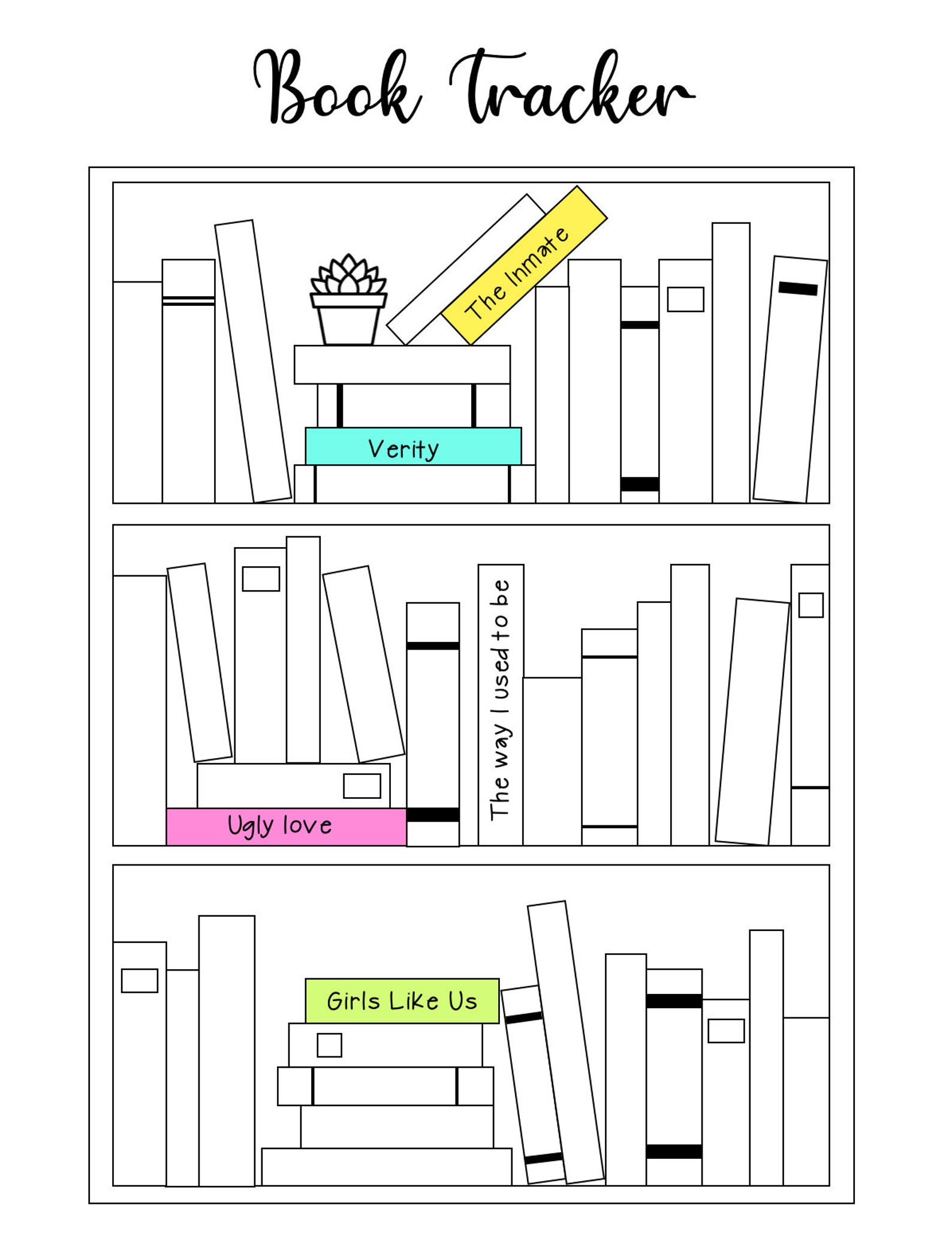 Book Shelf Reading / Book Tracker - 45 Books - Etsy