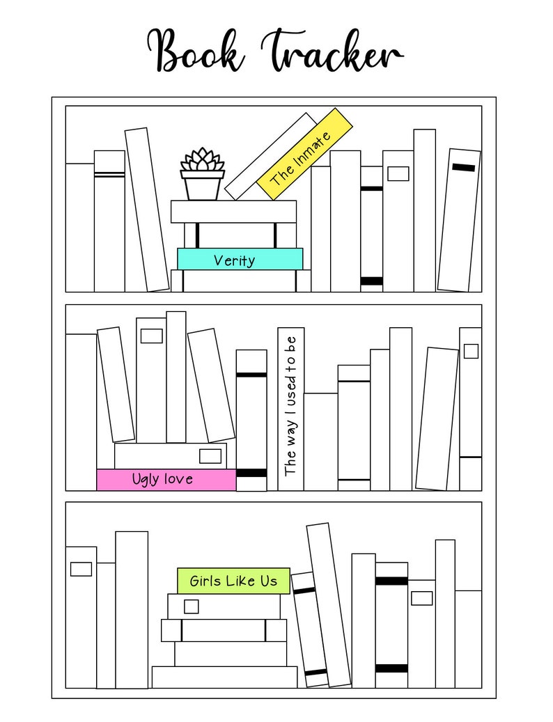 Book Shelf Reading / Book Tracker - 45 Books - Etsy