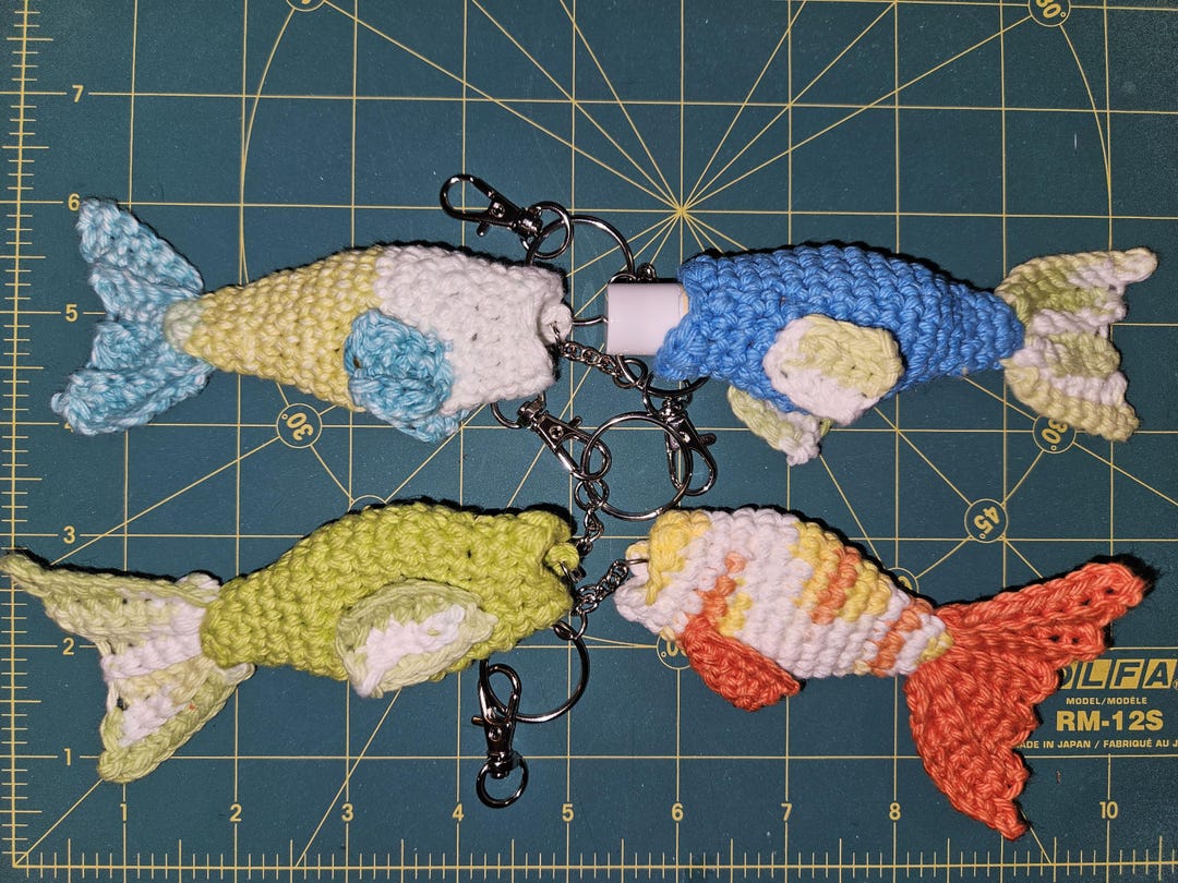 Fish Crochet Lip Balm Chapstick Holder Keychain or Bag Charm - Etsy