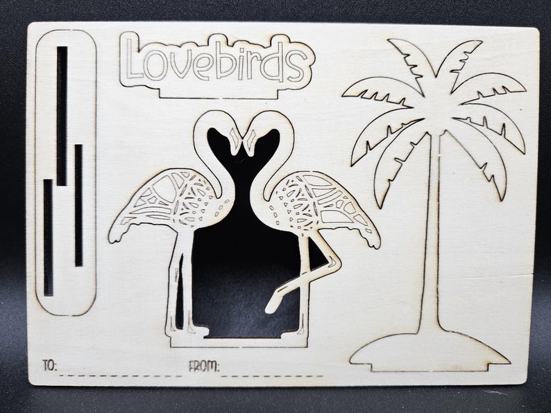Download: Wooden Flamingo Lovebirds Standee Pop-out Card SVG / DXF - Etsy