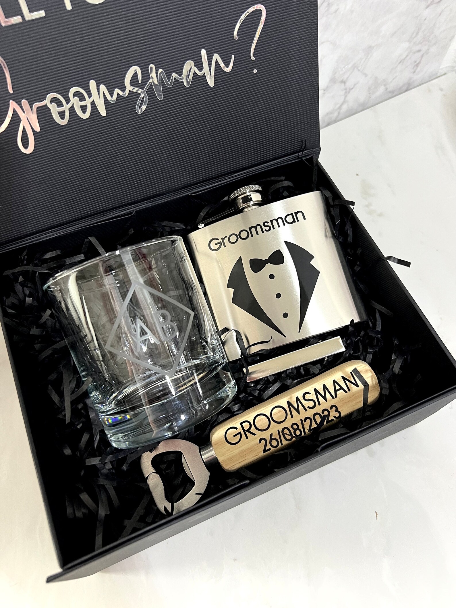 Groomsman Proposal Box, Luxury Personalised Gift Hamper, Magnetic Box ...