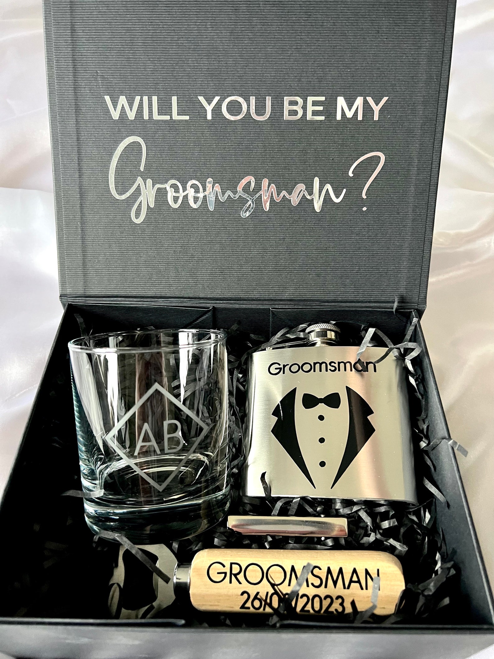 Groomsman Proposal Box, Luxury Personalised Gift Hamper, Magnetic Box ...