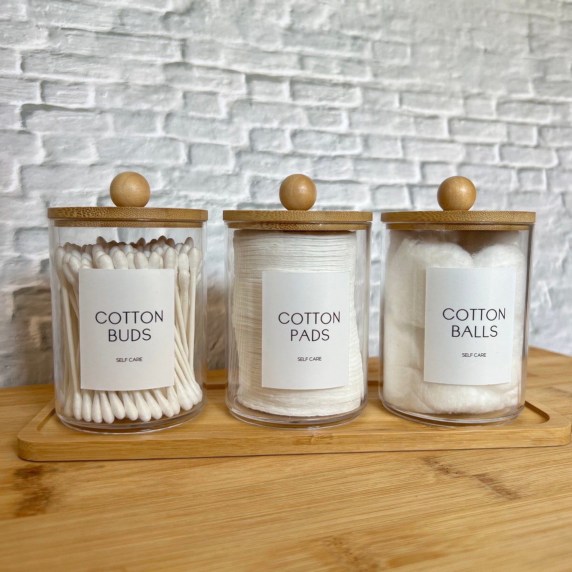 Plastic Bathroom Storage Organiser Set Cotton Pads Jars - Etsy