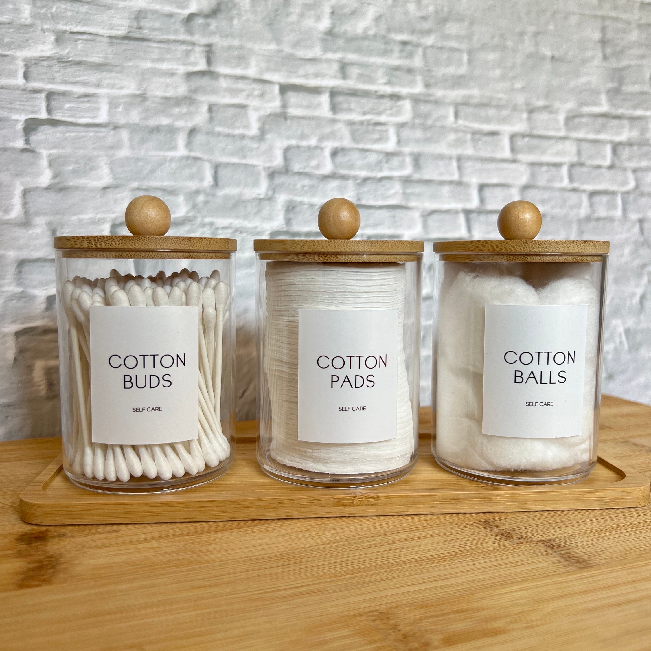 Plastic Bathroom Storage Organiser Set Cotton Pads Jars - Etsy