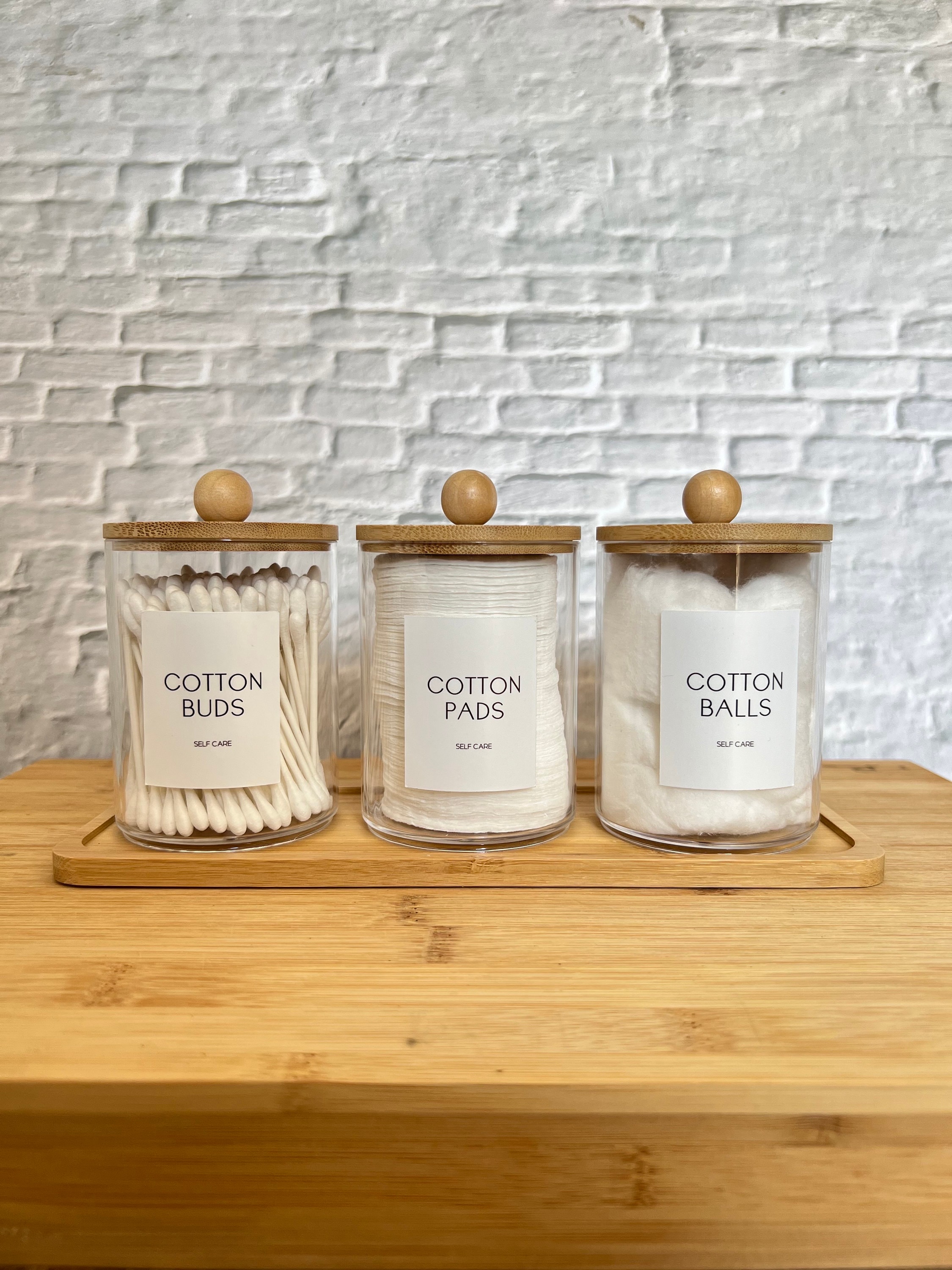 Plastic Bathroom Storage Organiser Set Cotton Pads Jars - Etsy