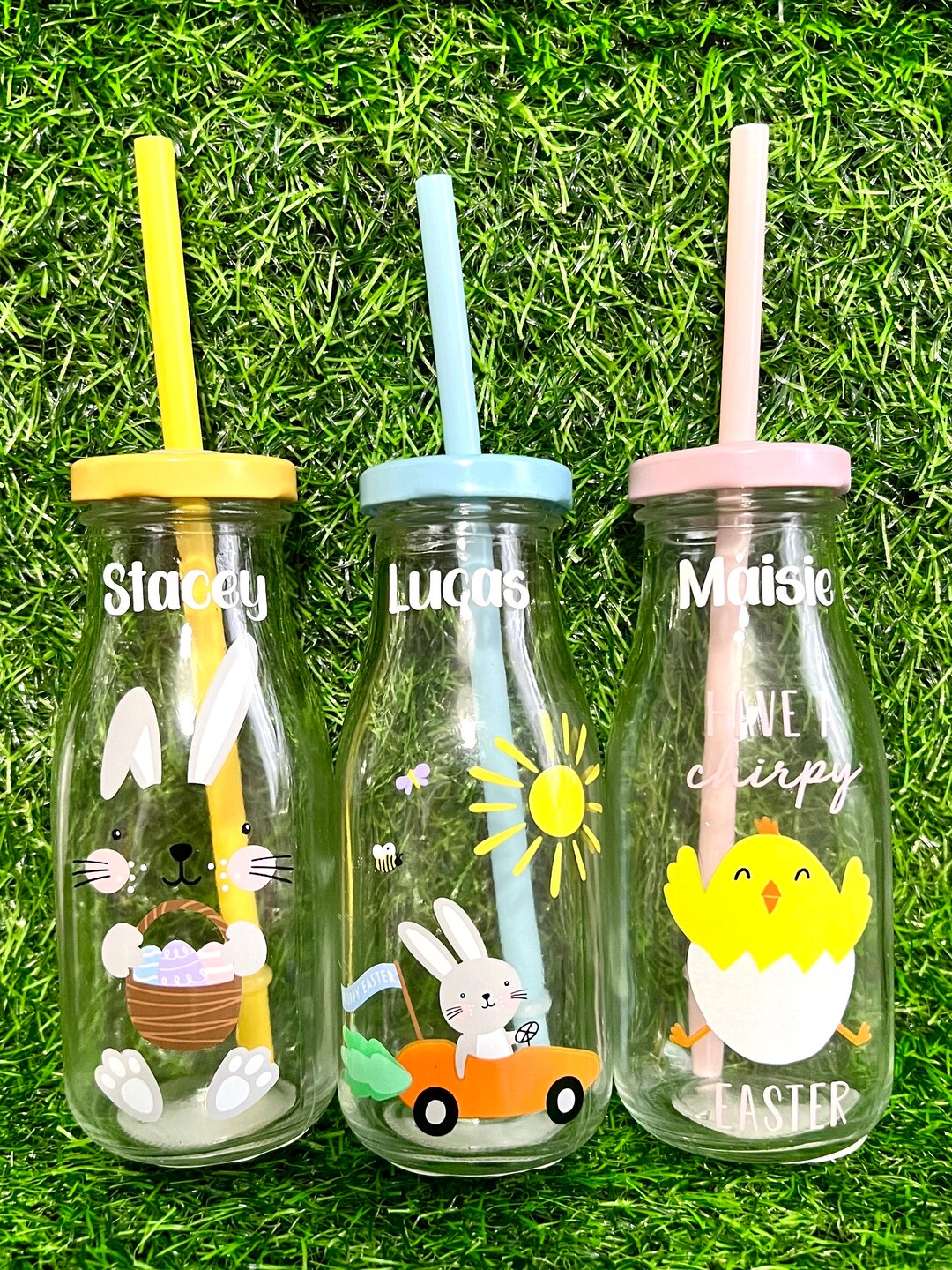 Personalised Easter Milk Bottle, Childrens Drinkware, Easter Bunny ...