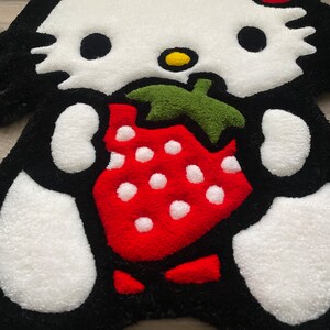 M.T.O Strawberry Kitty Custom Tufted Rug - Etsy