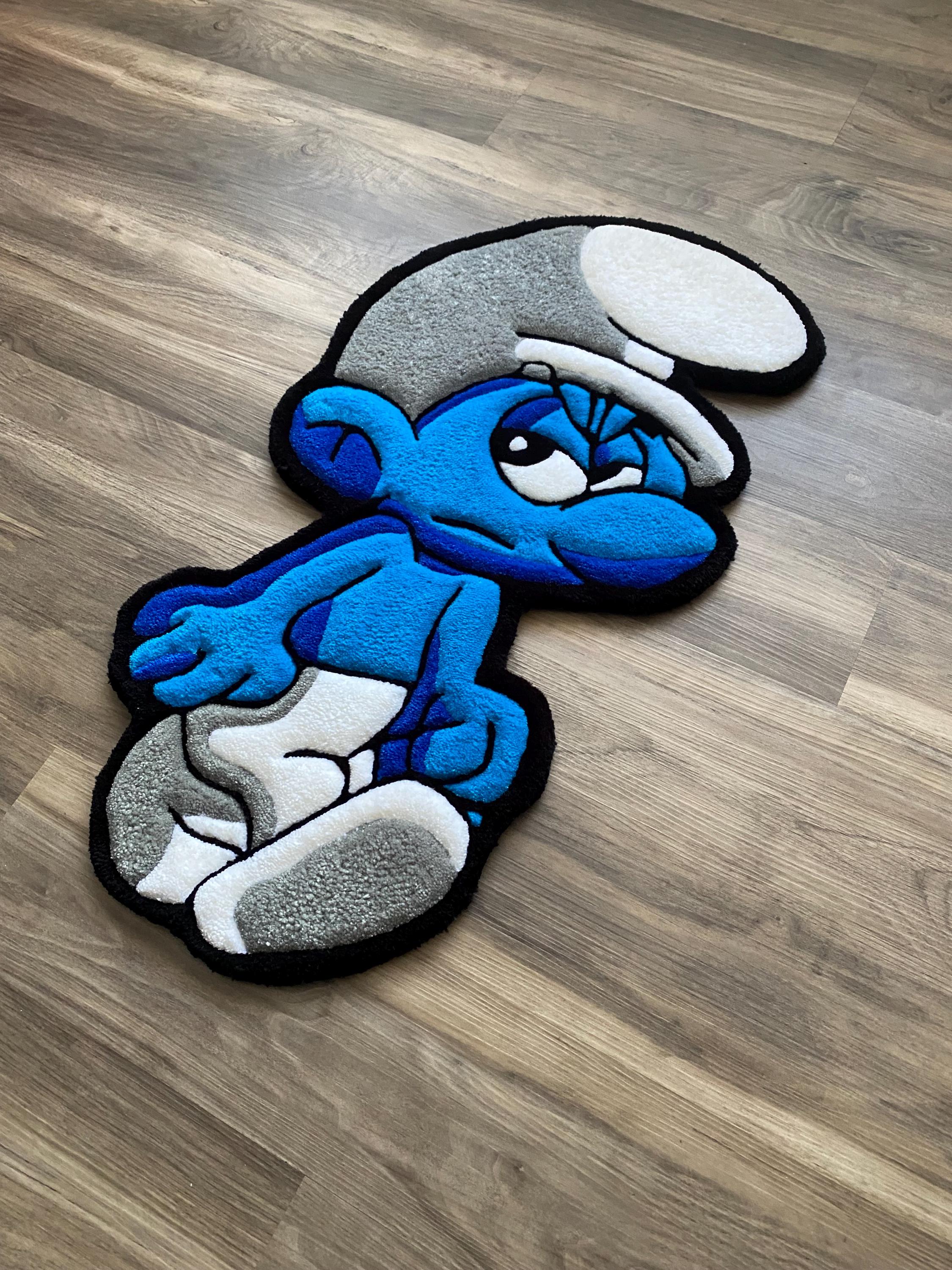 Walking Smurf Custom Tufted Rug - Etsy