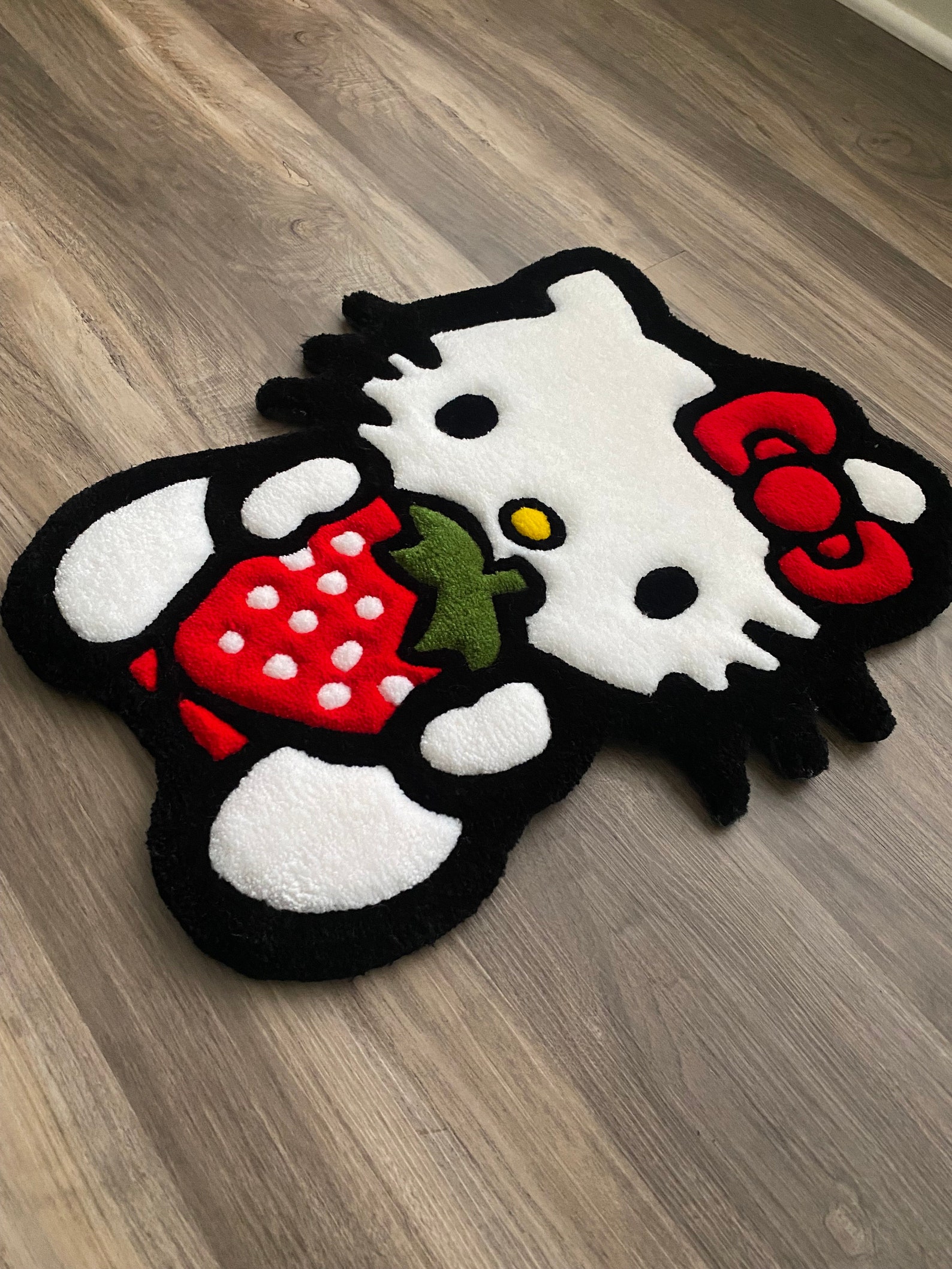 M.T.O Strawberry Kitty Custom Tufted Rug - Etsy