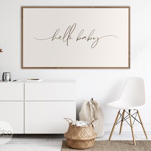 Hello Baby Sign for Frame TV | Neutral Beige and White Modern Boho ...