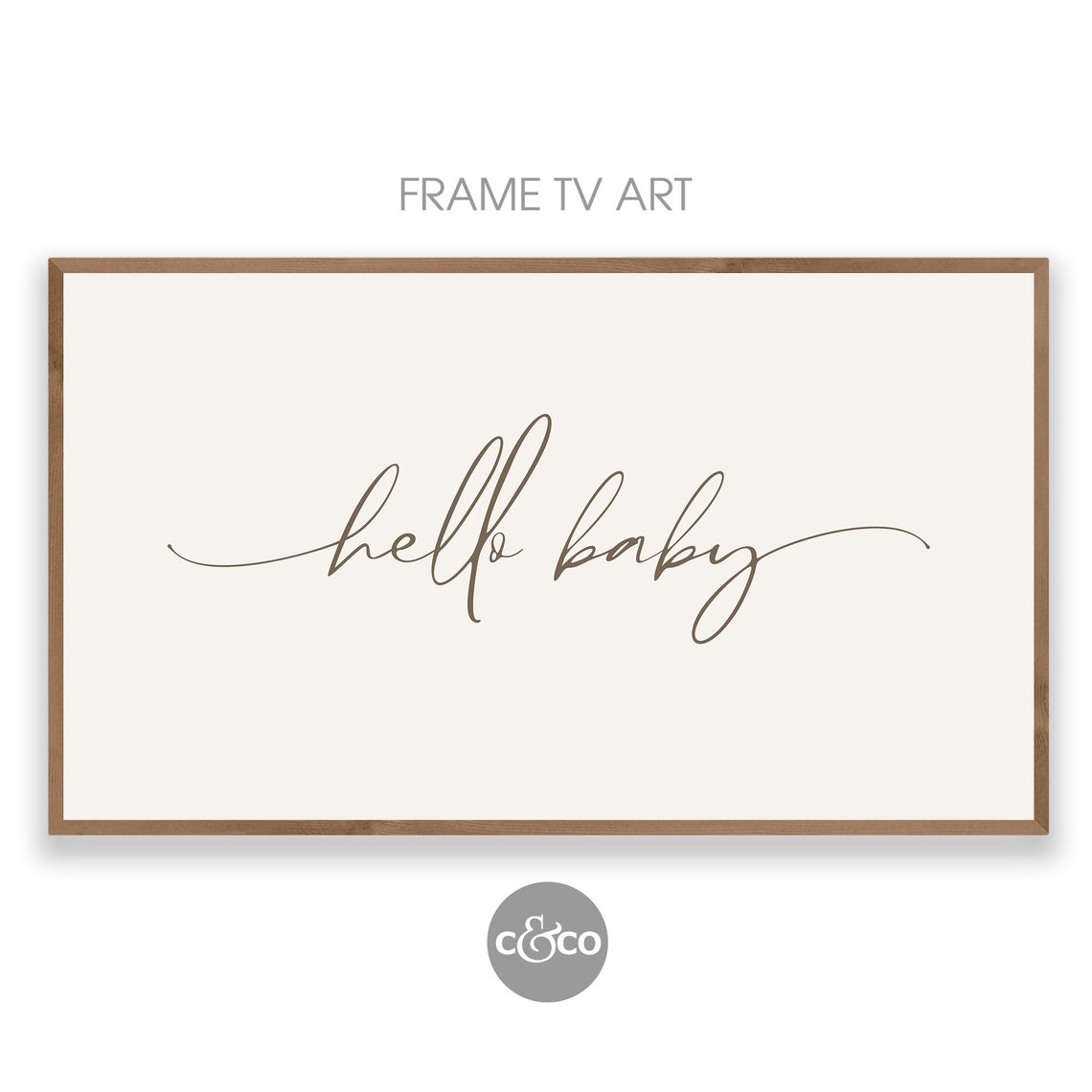 Hello Baby Sign for Frame TV Neutral Beige and White Modern Boho ...