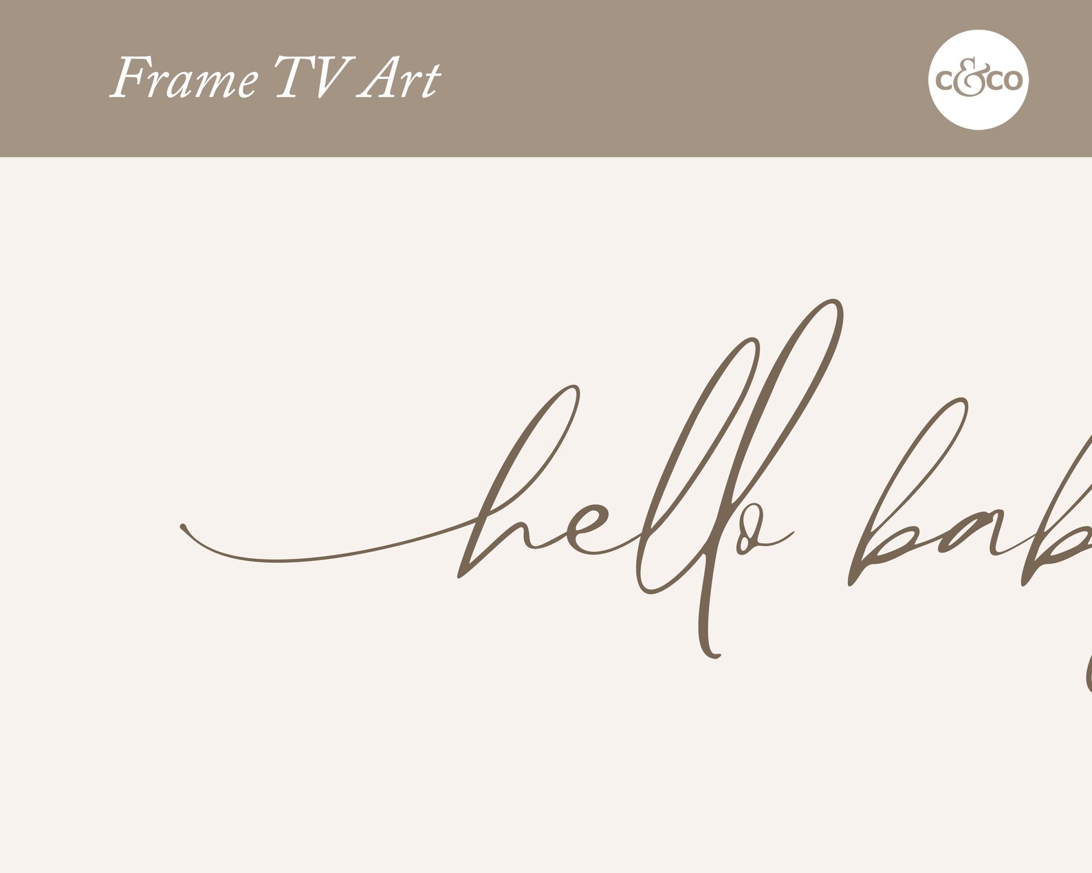 Hello Baby Sign for Frame TV Neutral Beige and White Modern Boho ...