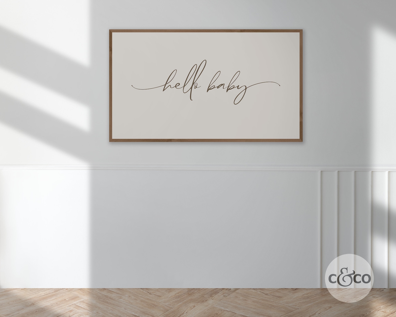 Hello Baby Sign for Frame TV Neutral Beige and White Modern Boho ...