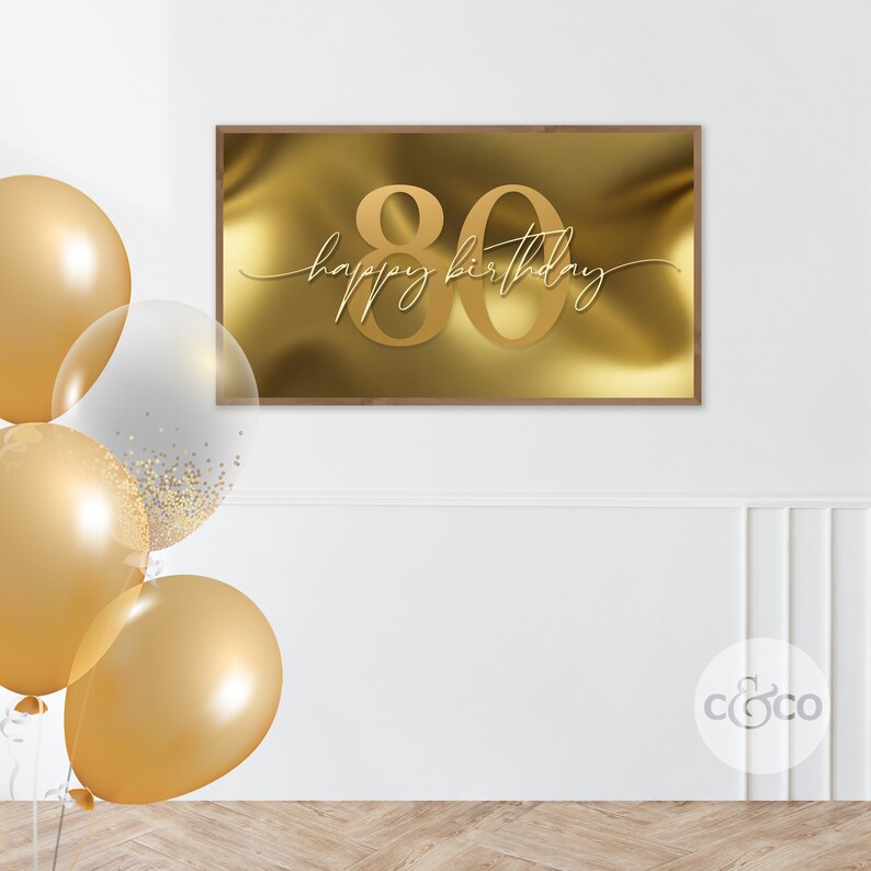 80th Birthday Frame TV Art | Downloadable Sign for the Samsung Frame TV ...