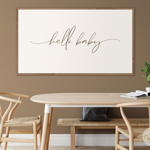 Hello Baby Sign for Frame TV | Neutral Beige and White Modern Boho ...
