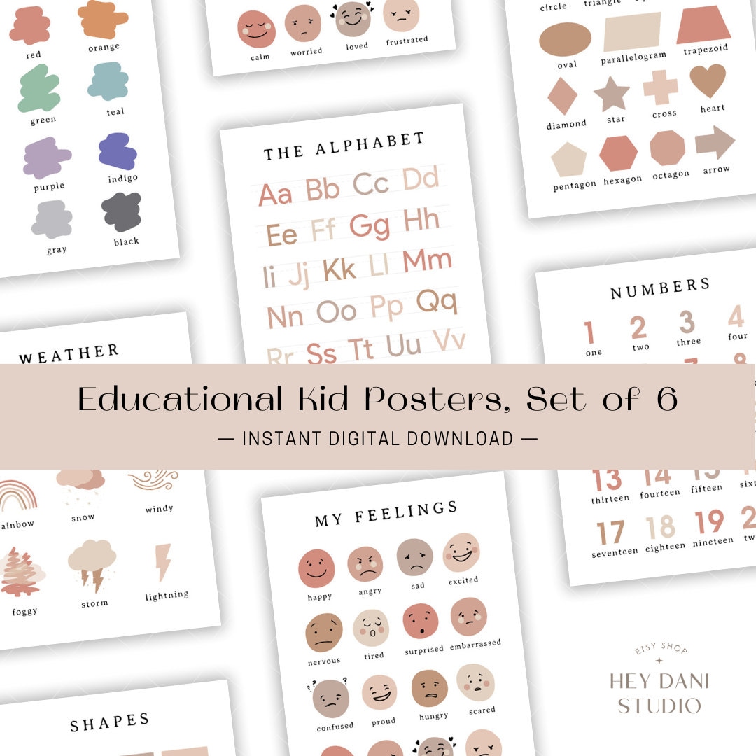 Montessori Educational Posters • 6 • Homeschool, Nursery, Playroom ...