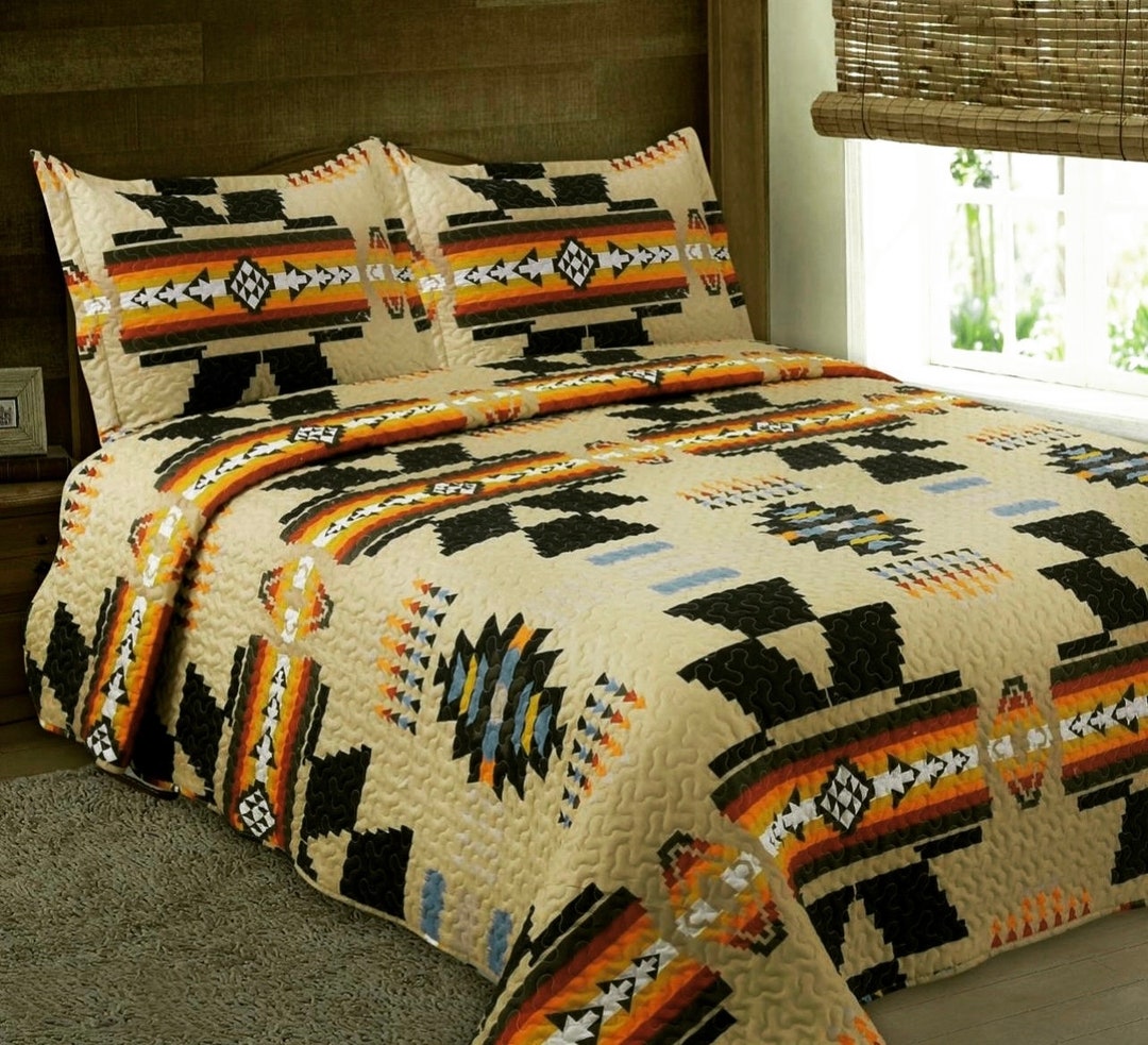 Queen Size Aztec 3 Pc Bedding Set - Etsy