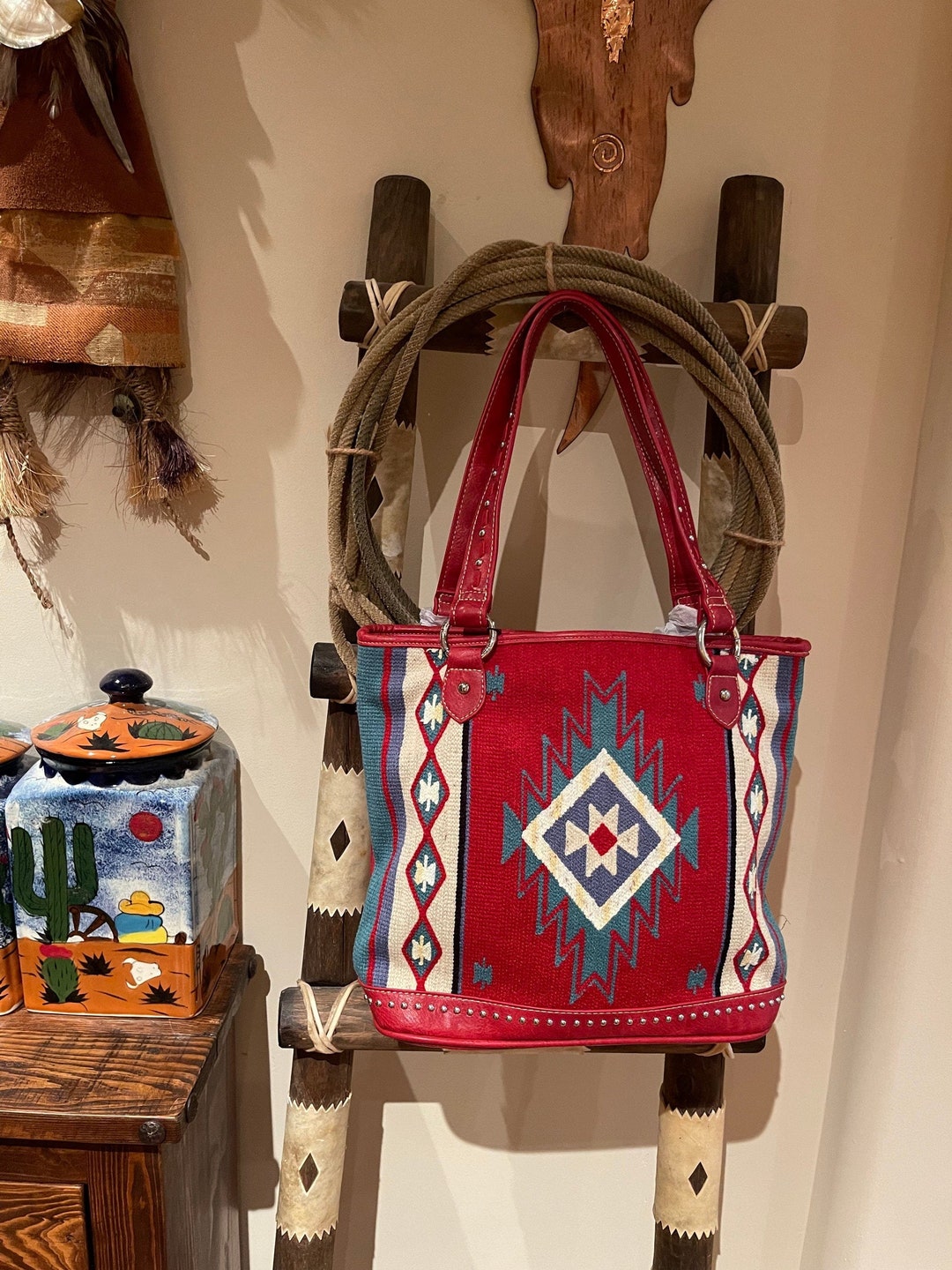 Red Aztec Handbag - Etsy
