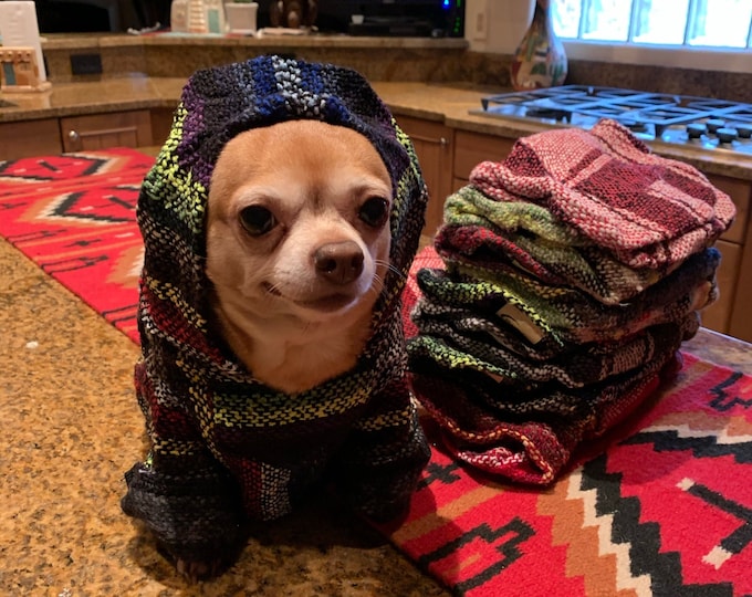 LARGE Baja Dog Poncho - Mexican Dog Hoodie, Dog Clothes, Dog Sweater ...