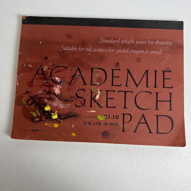 VTG Académie Sketch Pad Paper Artist Ink Watercolor Pastel Crayon ...