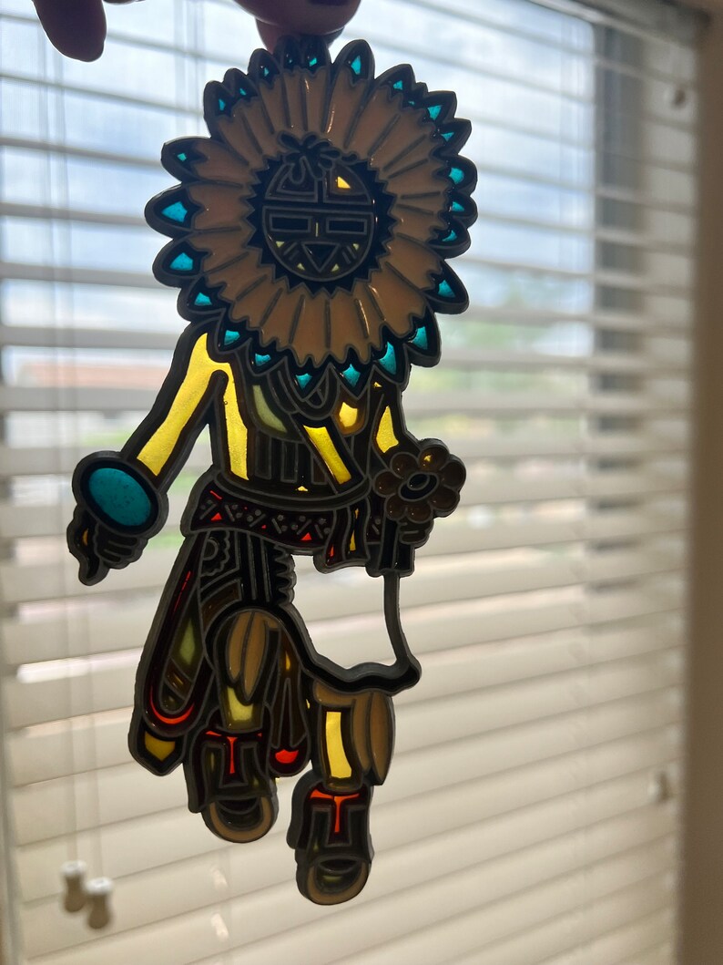 Hopi Indian Stained Glass Look Sun-catcher Ornament 7 Tall Decor - Etsy