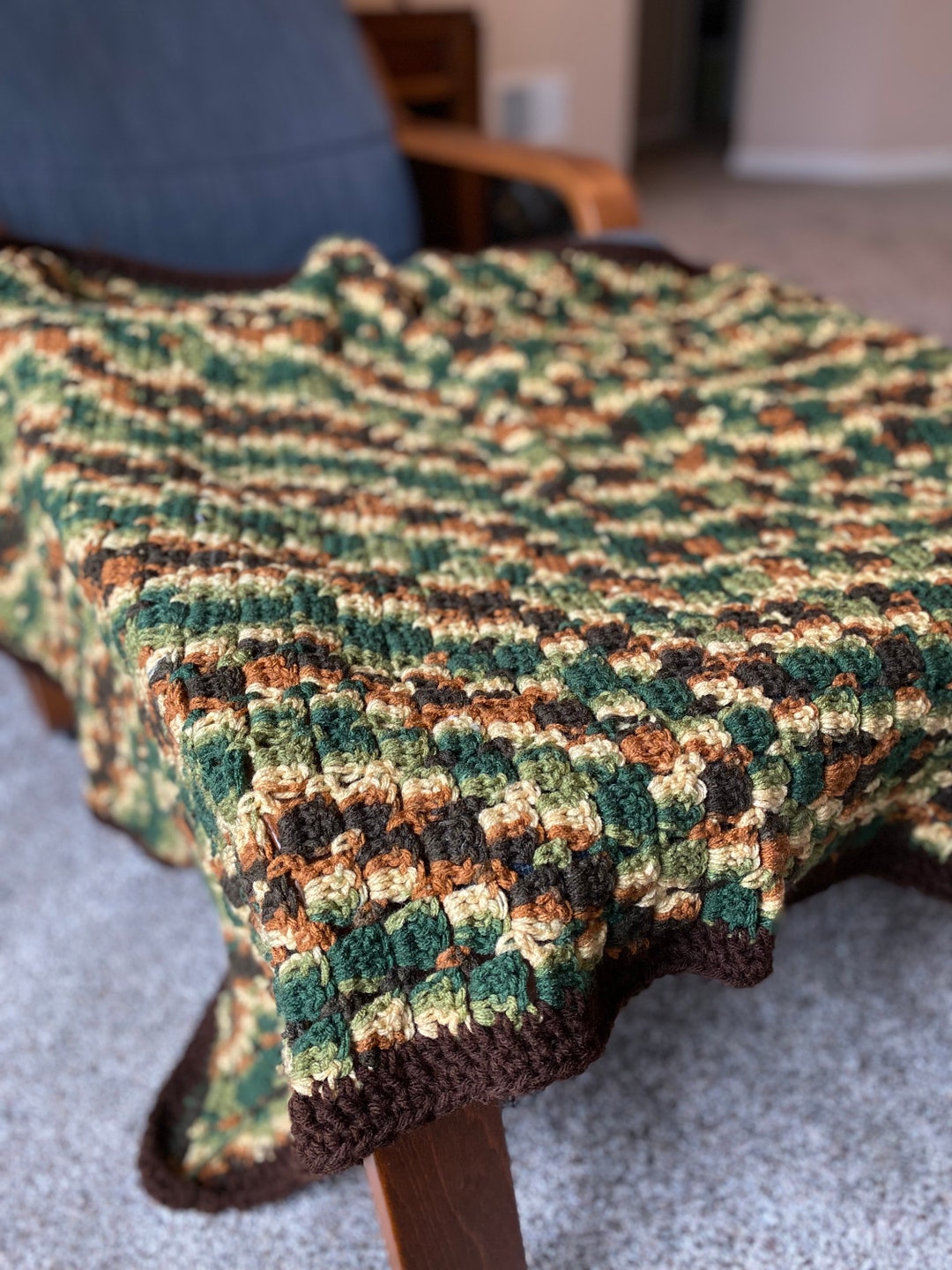 Crocheted Afghan Earth Tone - Etsy