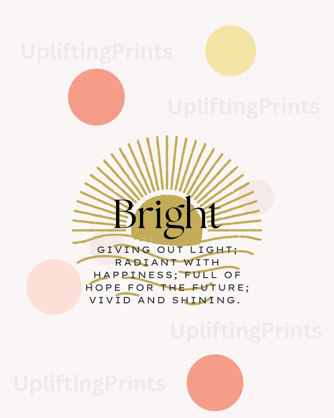 Bright Definition Print Uplifting Art Word of the Year Art Home Decor ...