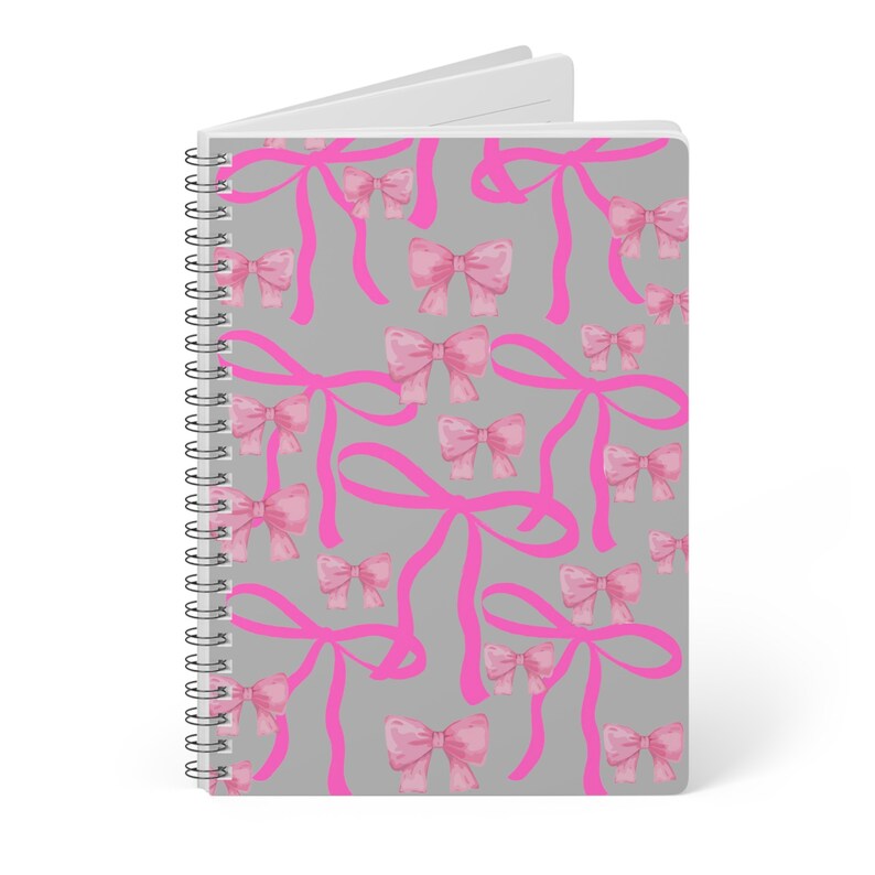 Spiral Pink Ribbon Notebook, A5 Softcover Coquette Notebook Wirebound ...