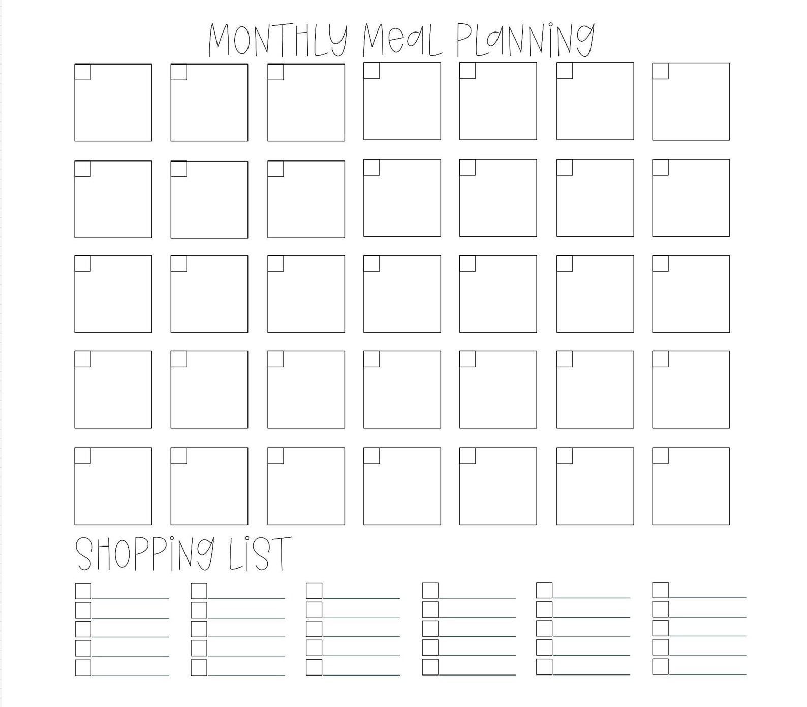 Monthly Meal Plan Printable Template Digital Download Minimalist Layout ...