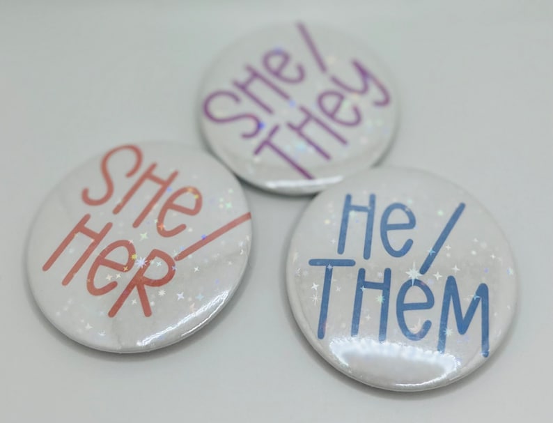 Holographic Pronoun Buttons Pride Buttons - Etsy