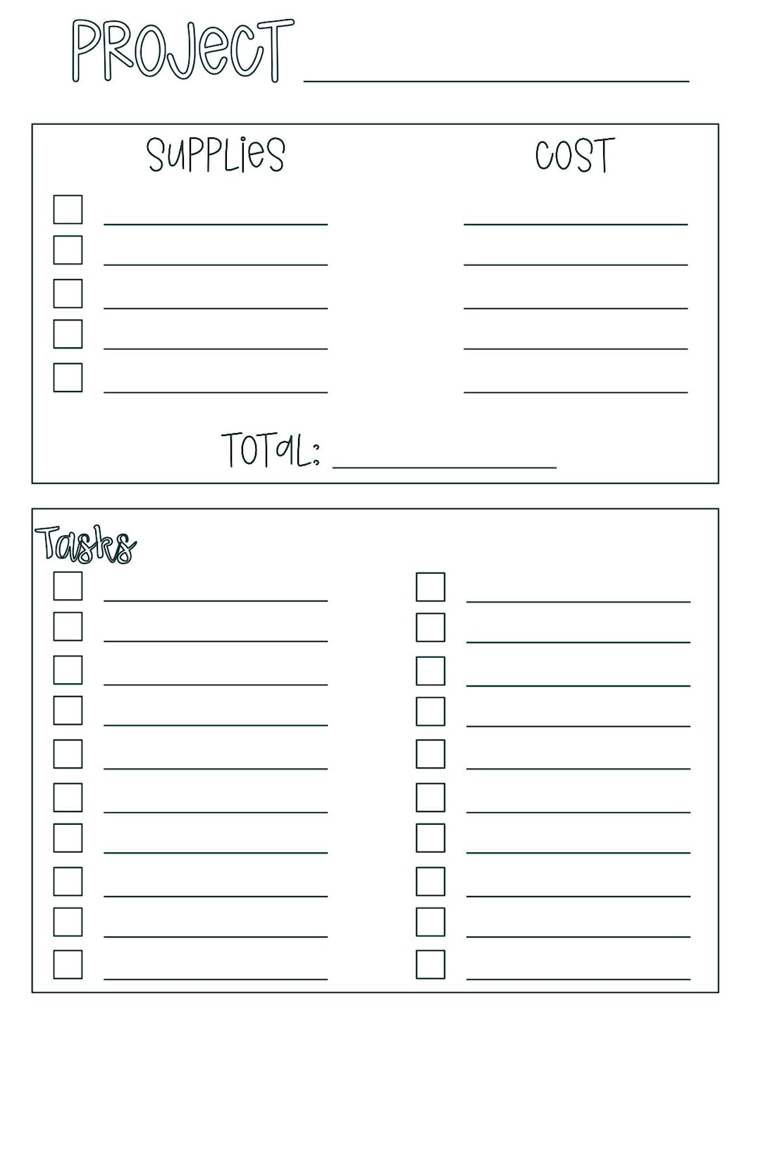 Small Project Planning Printable Template Digital Download Minimalist ...