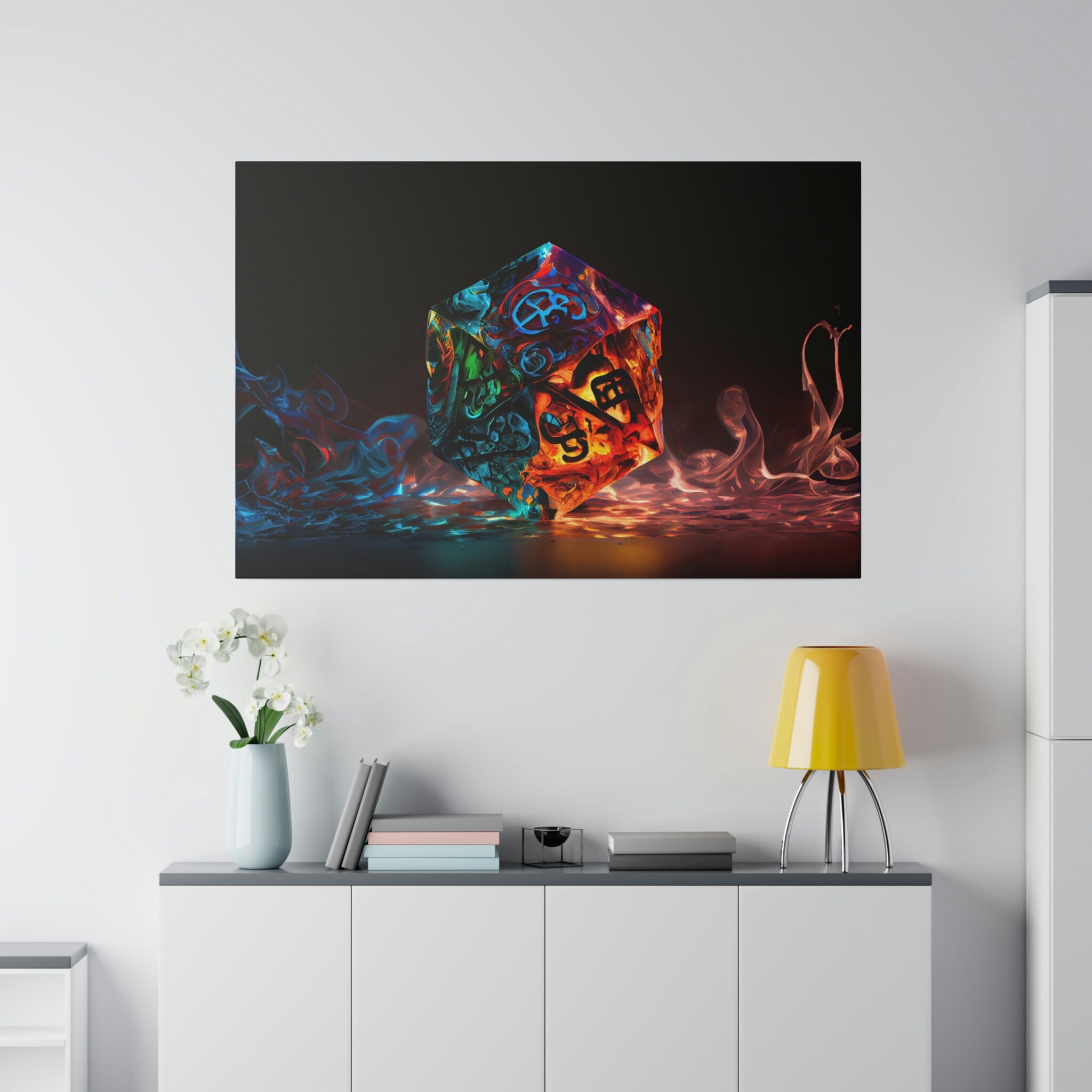 Dodecahedron Wall Art Dnd Canvas Print Elemental Dice Artwork Gift for ...