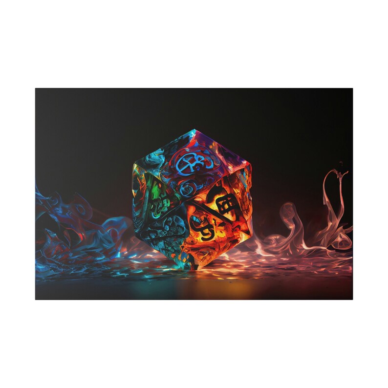 Dodecahedron Wall Art Dnd Canvas Print Elemental Dice Artwork Gift for ...