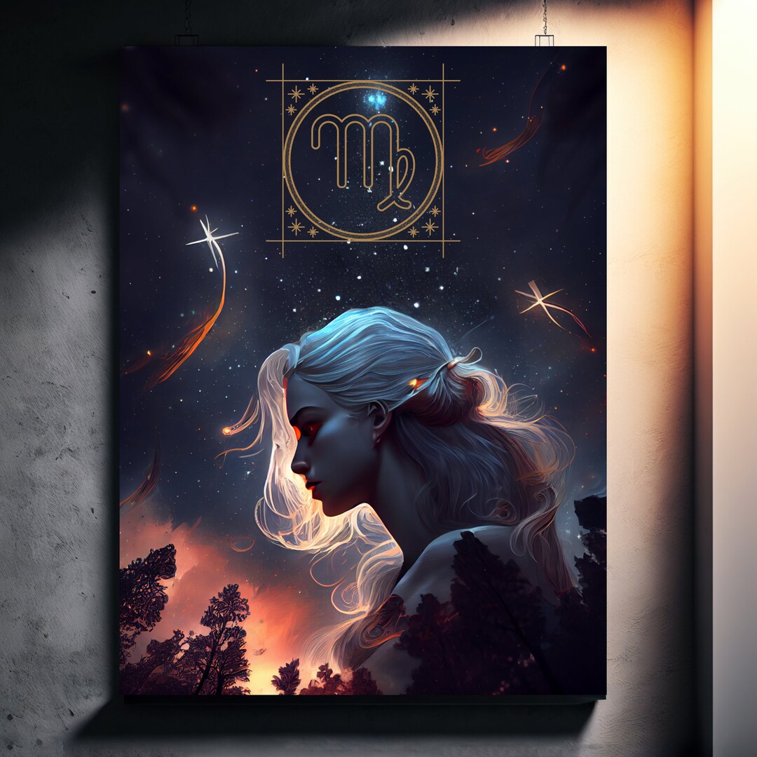 Virgo Zodiac Wall Art Astrology Sign Print Series Night Sky Maiden ...