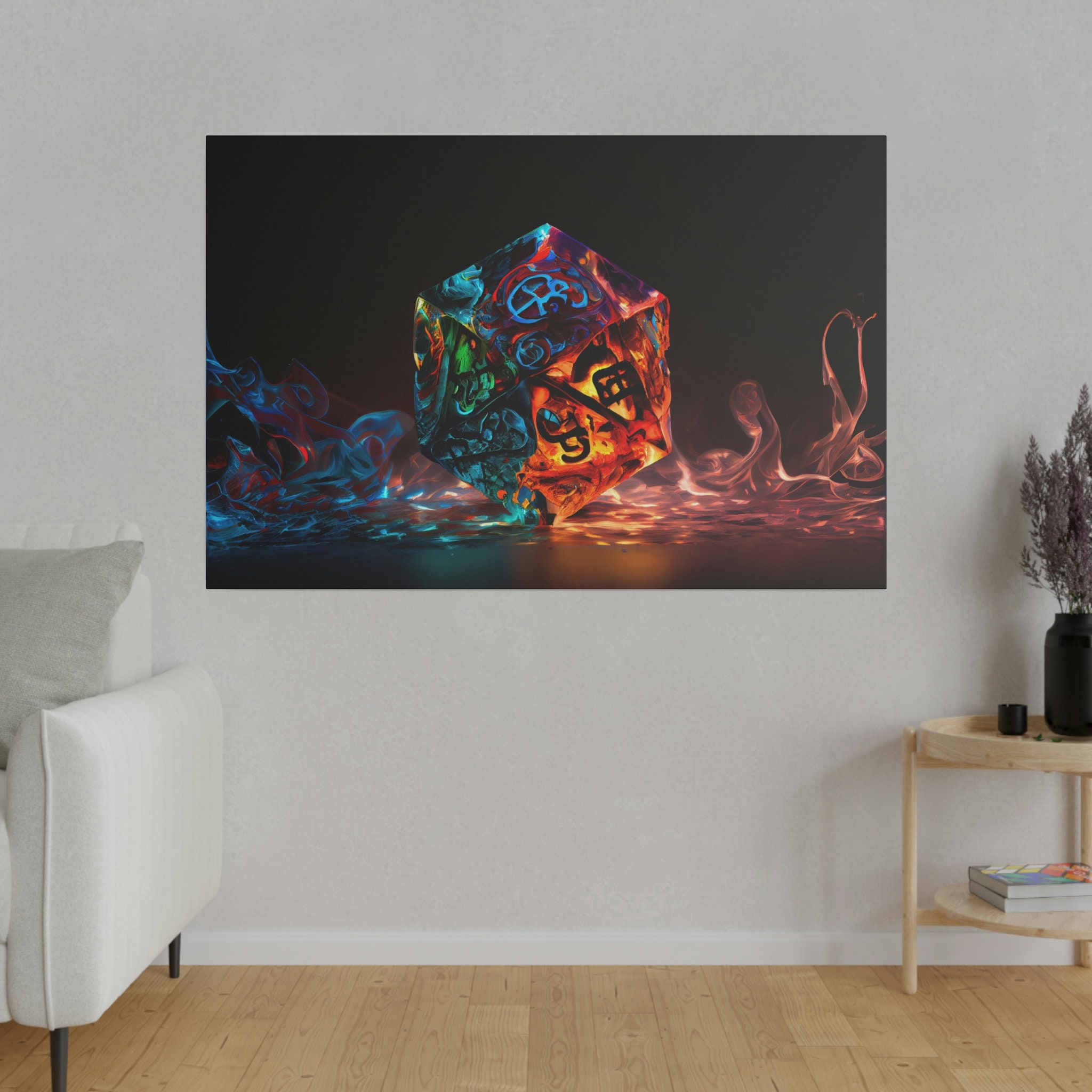 Dodecahedron Wall Art Dnd Canvas Print Elemental Dice Artwork Gift for ...