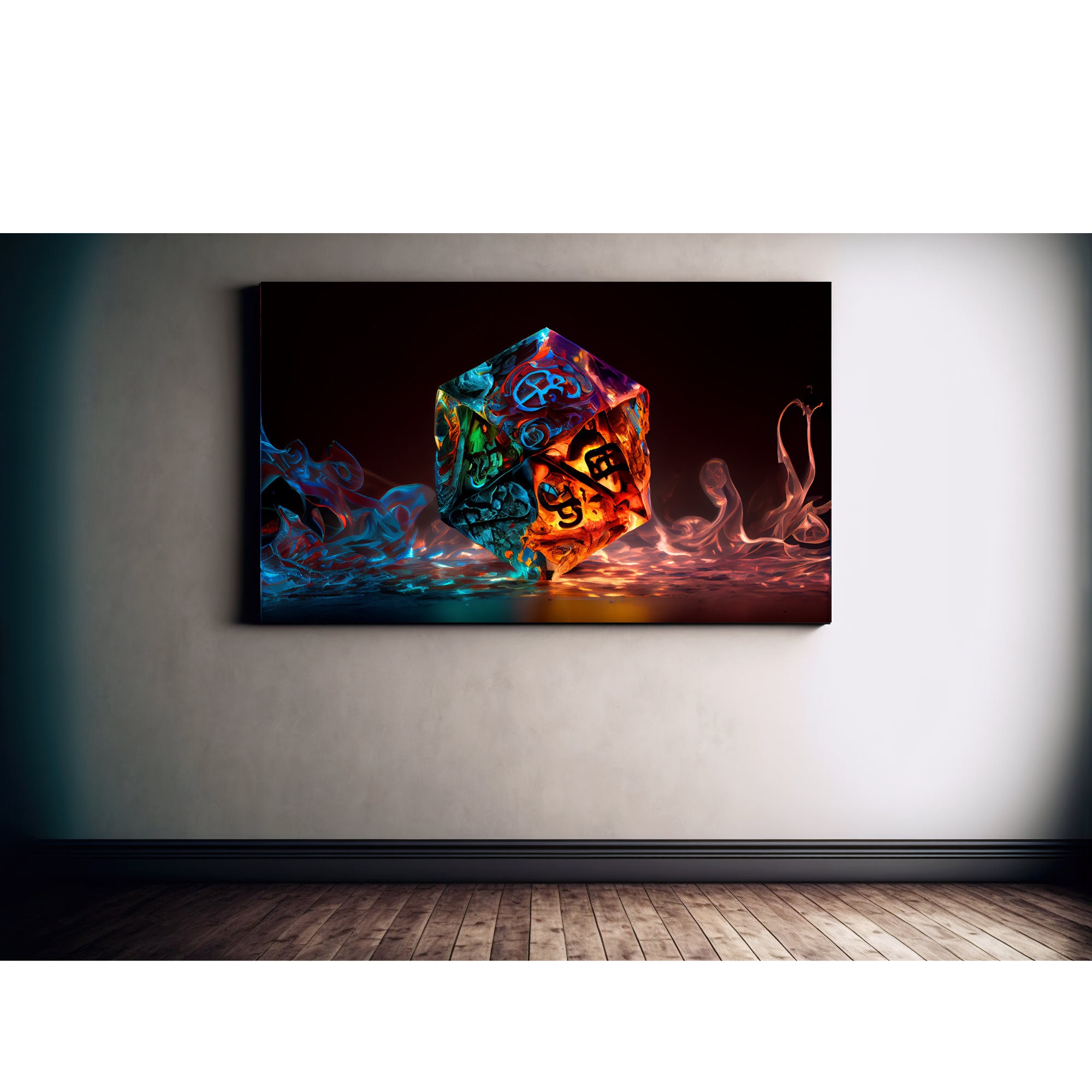 Dodecahedron Wall Art Dnd Canvas Print Elemental Dice Artwork - Etsy