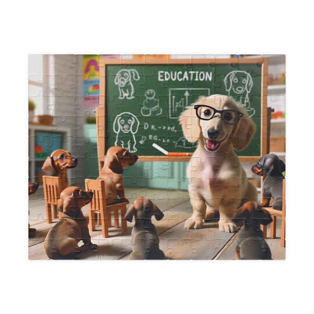 Smarty Paws Classroom Dachshund Puzzle Fun Dog-themed Jigsaw, Glasses ...