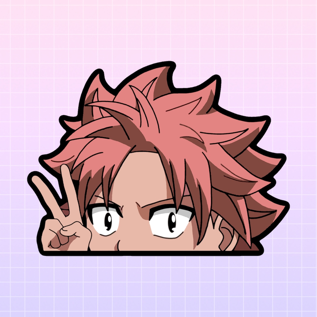 Natsu Anime Peeker Sticker Fairy Tail Sticker Aesthetic Laptop Stickers ...
