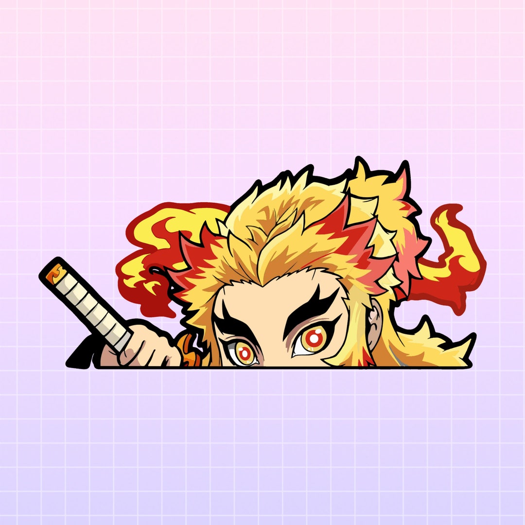 Rengoku Anime Peeker Sticker Demon Slayer Sticker Aesthetic Laptop ...