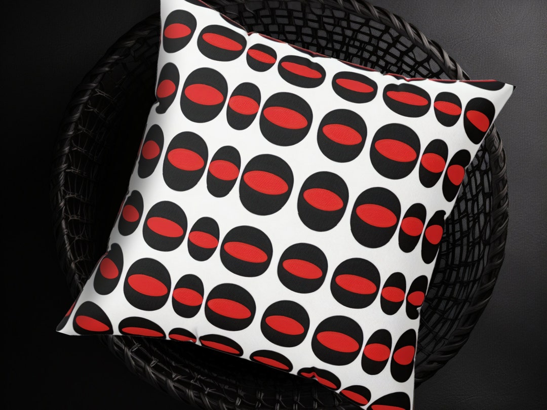 Modern Edgy Pillow in Red, Black, White - Etsy