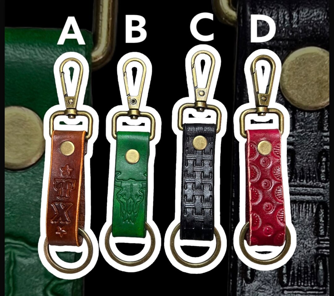 Stamped Leather Keychain - Etsy