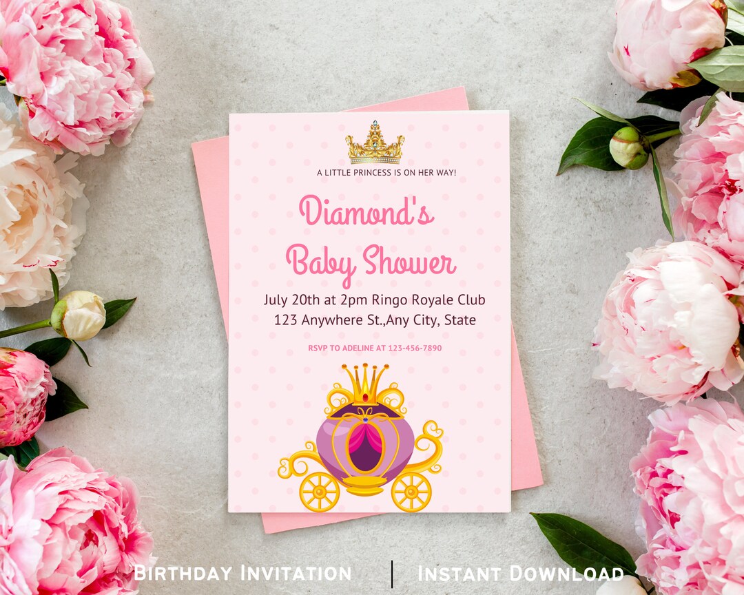 Princess Girl Baby Shower Invitation, Baby Shower Invitation, Editable ...