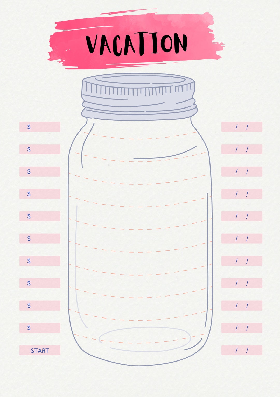Printable Savings Jar - Etsy