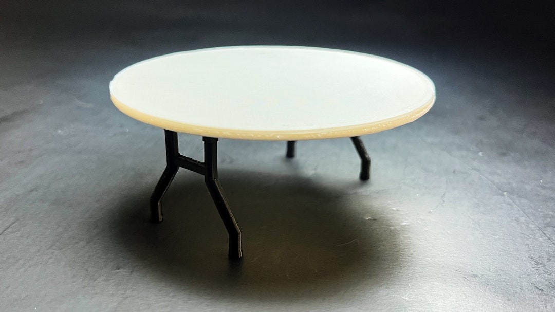1:18 Scale Version of a 6' White Round Table With Foldable Legs. 118 ...